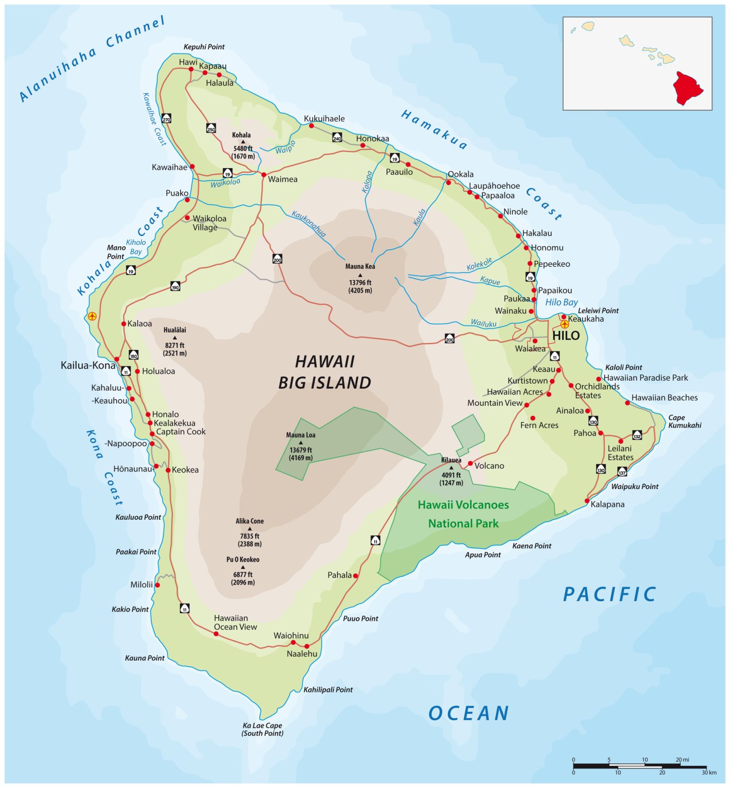 Hawaii Islands Map - A full map of the islands in Hawaii
