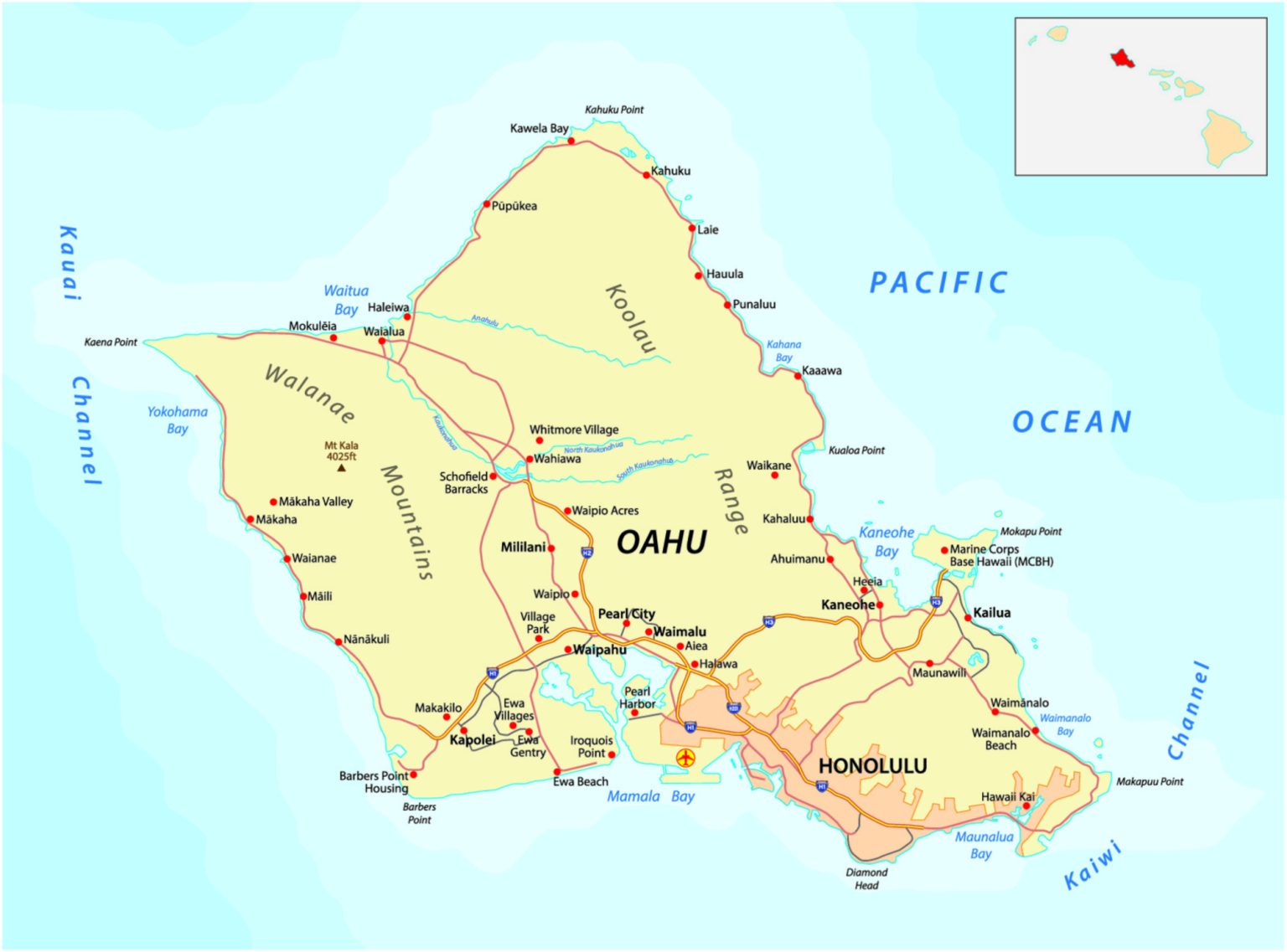 Hawaii Islands Map - A full map of the islands in Hawaii